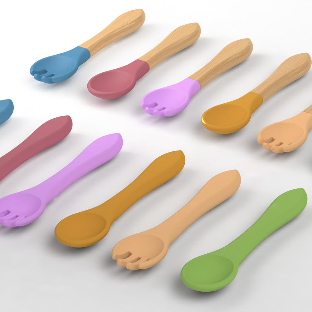 아기 훈련용 숟가락과 포크 세트 | Topsheng Silicone